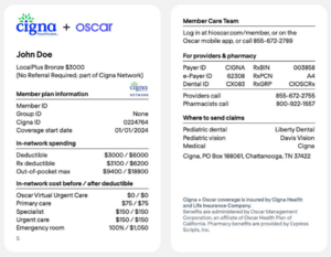 Cigna Administered by Oscar plans – front and back